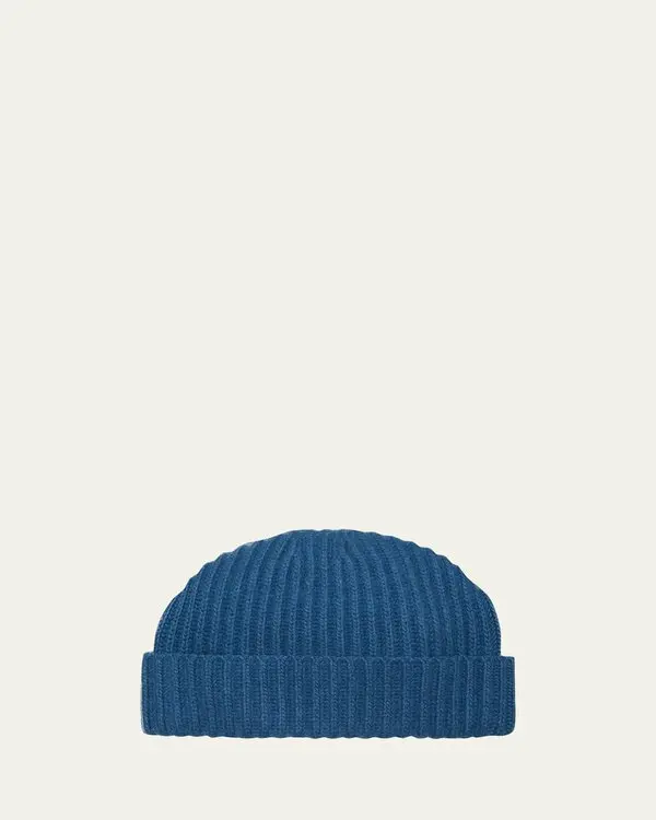 Bergdorf Goodman Rib-knit Cashmere Beanie - Blue