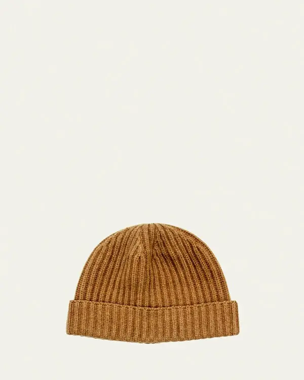Bergdorf Goodman Rib-knit Cashmere Beanie - Haystack