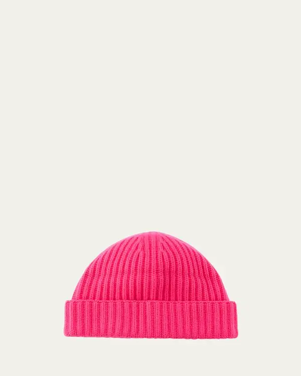Bergdorf Goodman Rib-knit Cashmere Beanie - Pink
