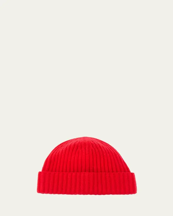 Bergdorf Goodman Rib-knit Cashmere Beanie - Red