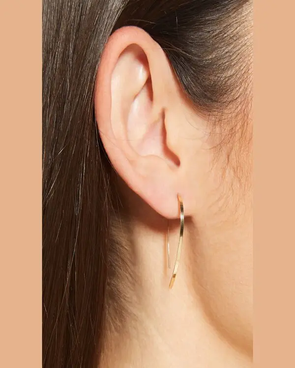 Lana Jewelry 14k Yellow Mini Flat Hooked On Hoop Earrings