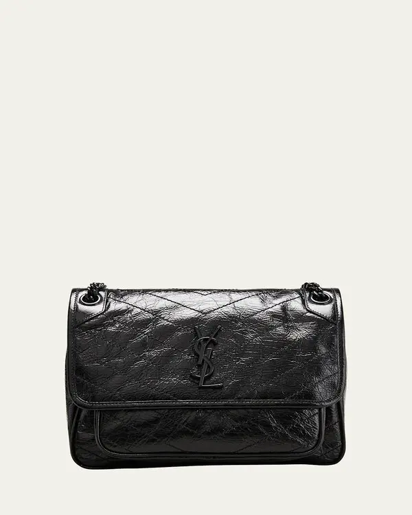 Saint Laurent Niki Medium Flap Shoulder Bag - Black
