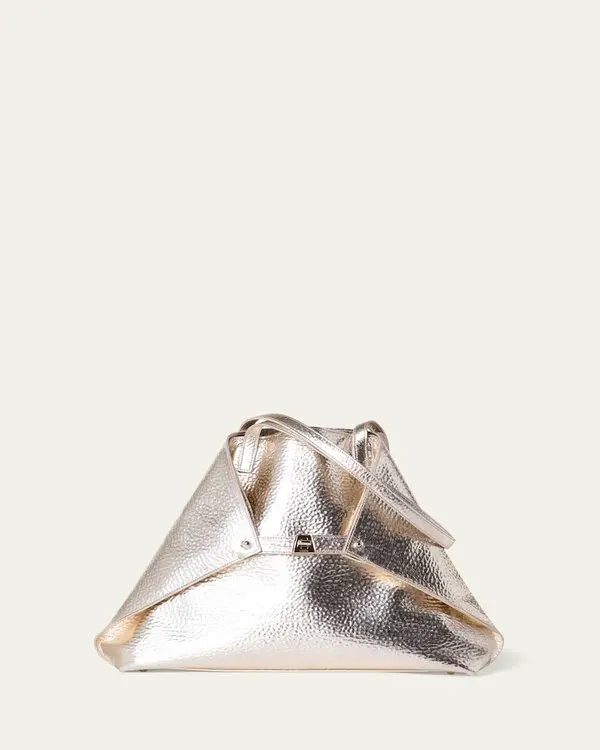 Akris Ai Medium Hammered Shoulder Bag - Stucco Metallic