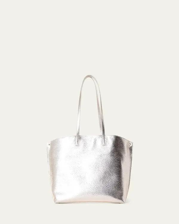 Akris Ai Medium Hammered Shoulder Bag - Stucco Metallic