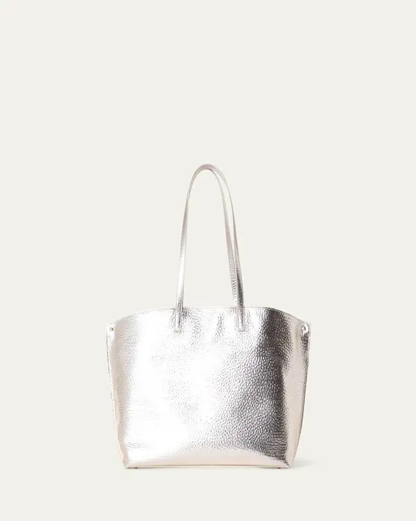 Akris Ai Medium Hammered Shoulder Bag - Stucco Metallic