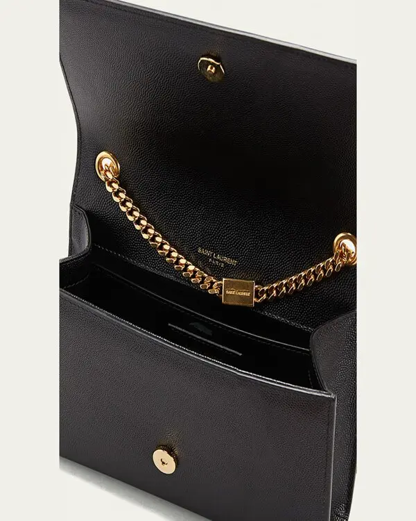 Saint Laurent Kate Small Shoulder Bag In Grained Leather - Black