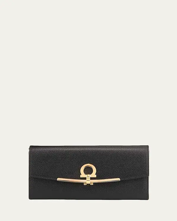 FERRAGAMO Icona Clip Continental Wallet - Black