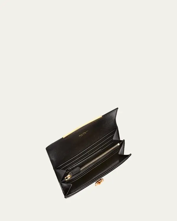 FERRAGAMO Icona Clip Continental Wallet - Black