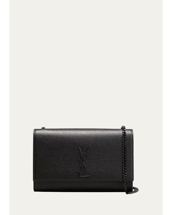 Saint Laurent Kate Shoulder Bag In Grained Leather - Black
