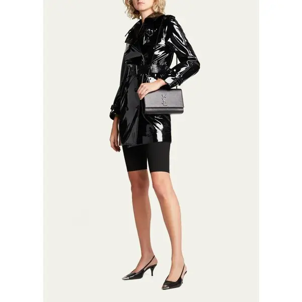 Saint Laurent Kate Shoulder Bag In Grained Leather - Black