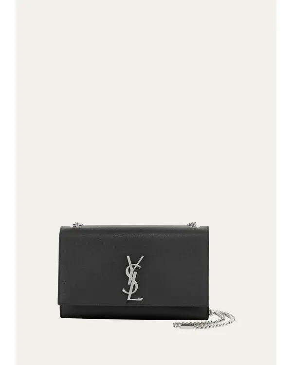 Saint Laurent Kate Shoulder Bag In Grained Leather - Black