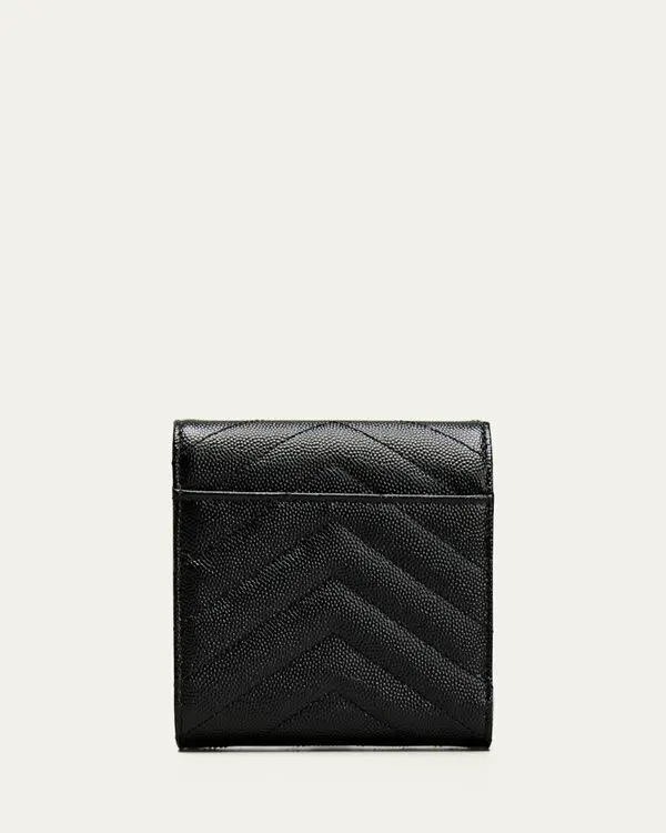 Saint Laurent Monogram Trifold Wallet In Grained Leather Black