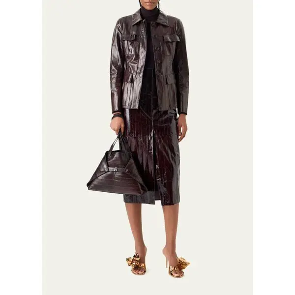 Akris Ai Small Leather Tote Bag - Mocca
