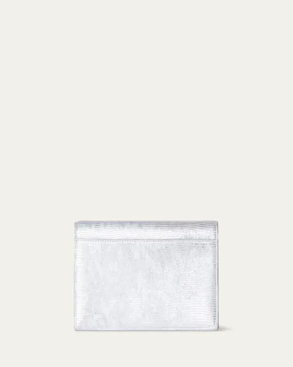 Akris Anouk Lizard-print Clutch Bag With Chain - Silver Metallic
