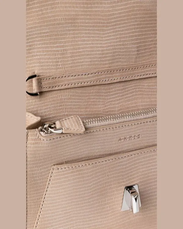 Akris Anouk Lizard-print Clutch Bag With Chain - Silver Metallic
