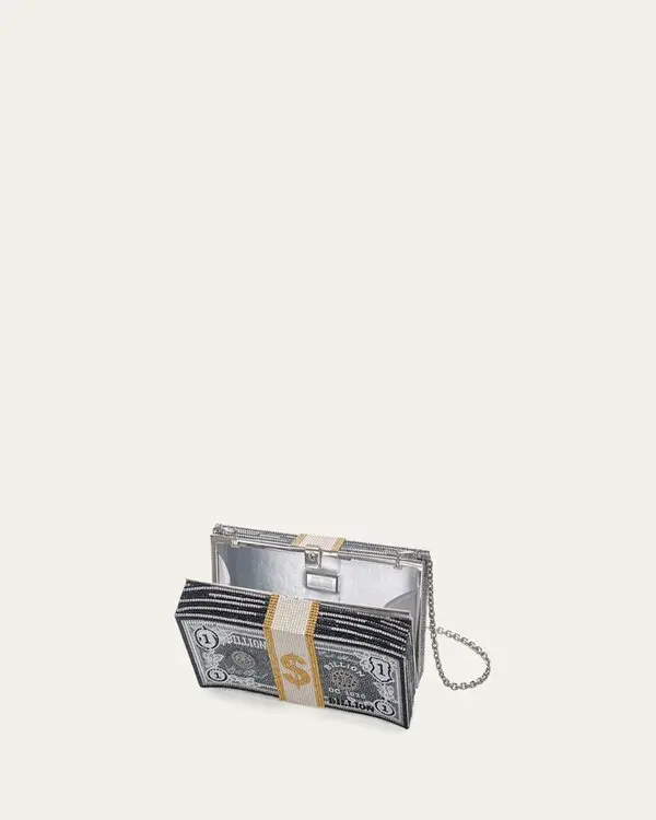 Judith Leiber Billions Stack Of Cash Clutch Bag - Black/white