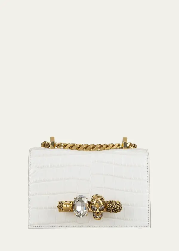 Alexander McQueen Mini Jeweled Satchel Bag - Ivory
