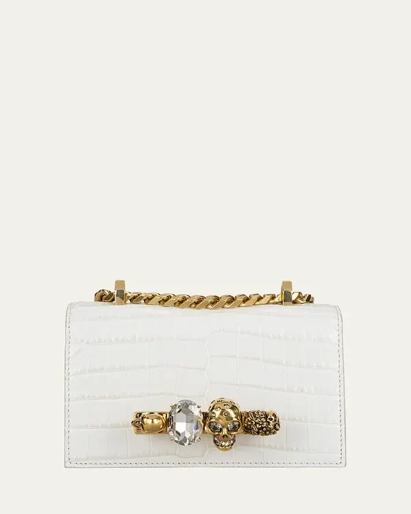 Alexander McQueen Mini Jeweled Satchel Bag - Ivory