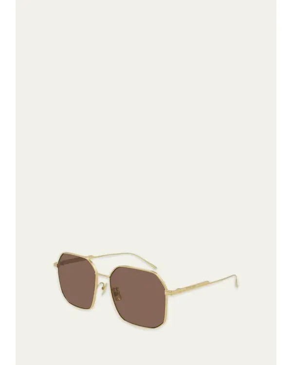 Bottega Veneta Geometric Sunglasses - Brown/gold