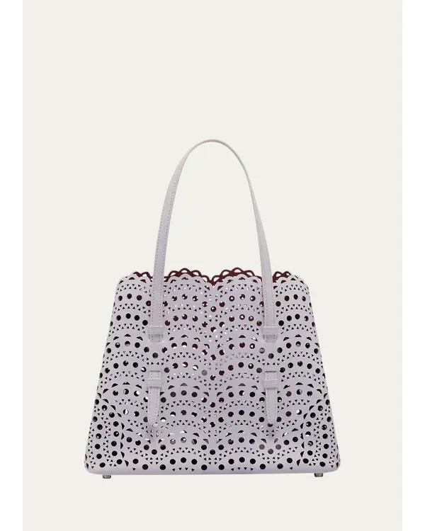 Alaïa Mina 25 Vienne Wave Perforated Leather Tote Bag - Bleu Lavander