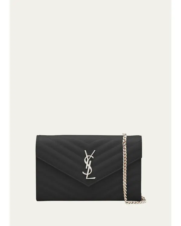Saint Laurent Monogram Wallet On Chain - Black