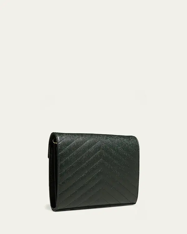 Saint Laurent Monogram Wallet On Chain - Dark Beige
