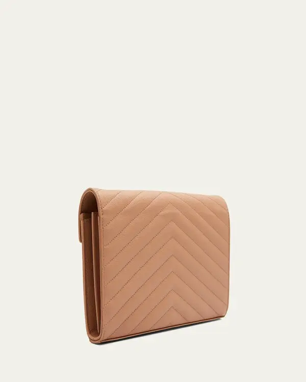 Saint Laurent Monogram Wallet On Chain - Dark Beige