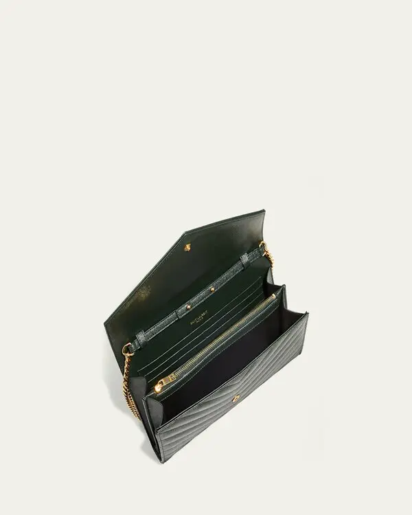 Saint Laurent Monogram Wallet On Chain - Dark Beige