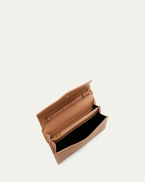 Saint Laurent Monogram Wallet On Chain - Dark Beige