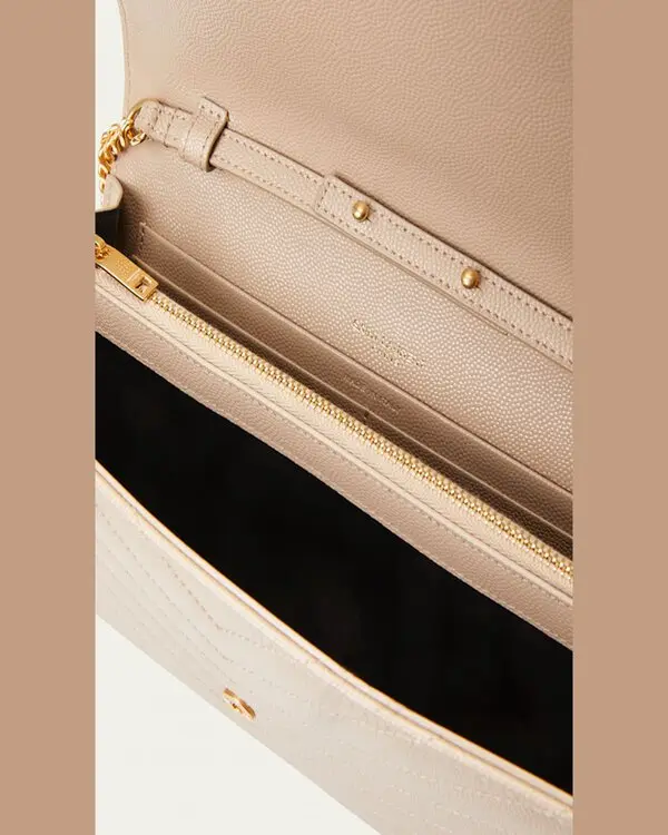 Saint Laurent Monogram Wallet On Chain - Dark Beige