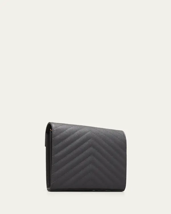Saint Laurent Monogram Wallet On Chain - Dark Beige