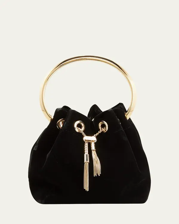 JIMMY CHOO Bon Bon Velvet Top Handle Bag - Black