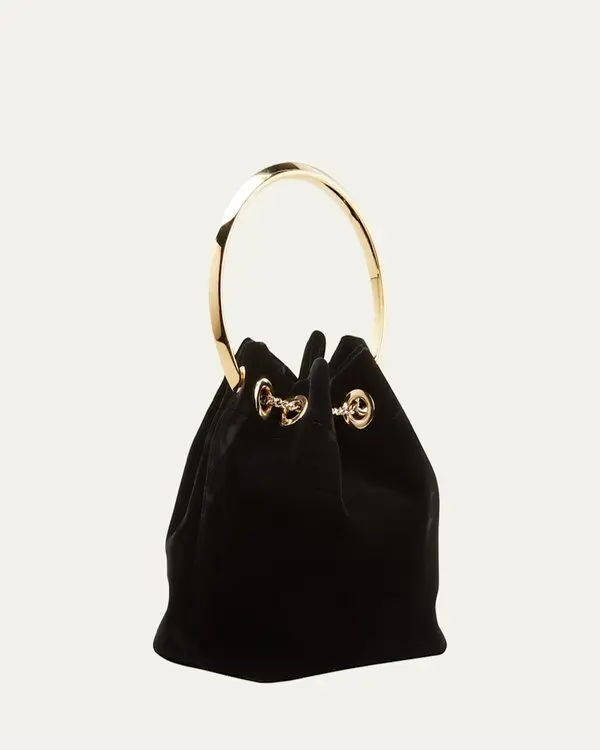 JIMMY CHOO Bon Bon Velvet Top Handle Bag - Black