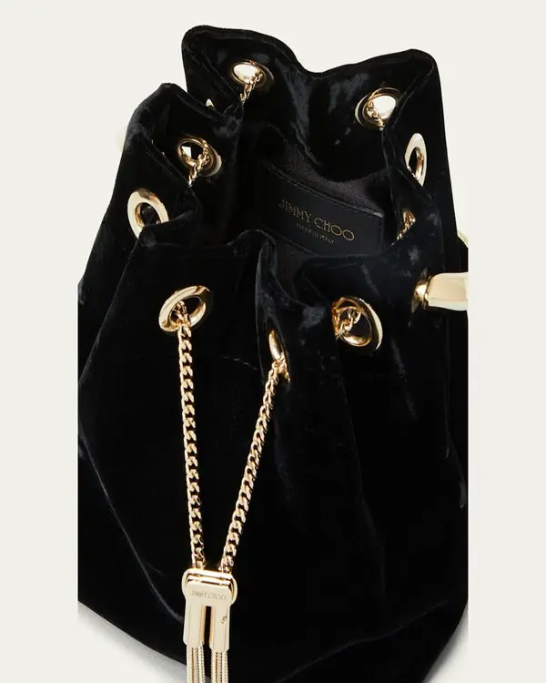 JIMMY CHOO Bon Bon Velvet Top Handle Bag - Black