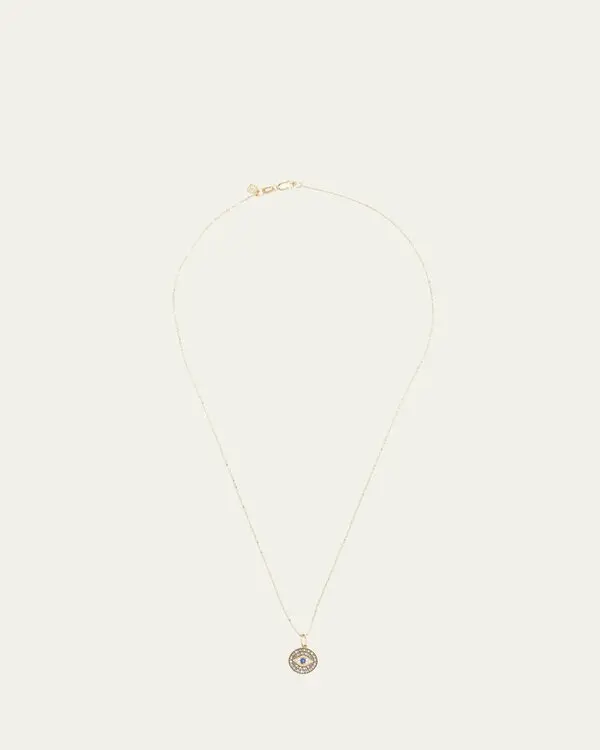 SYDNEY EVAN Small Diamond Evil Eye Medallion Necklace