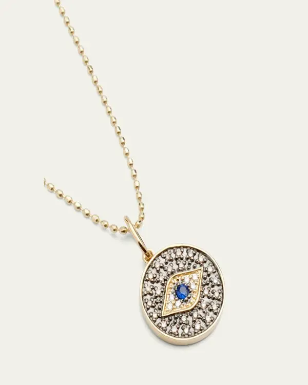 SYDNEY EVAN Small Diamond Evil Eye Medallion Necklace