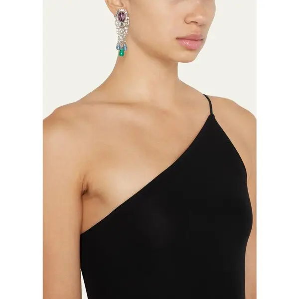 BEN-AMUN Silver, Crystal, Topaz, Emerald, And Sapphire Clip-on Earrings