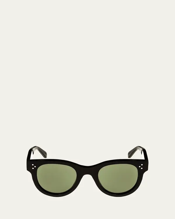 Celine Studded Acetate Round Frame Sunglasses - Black Pattern