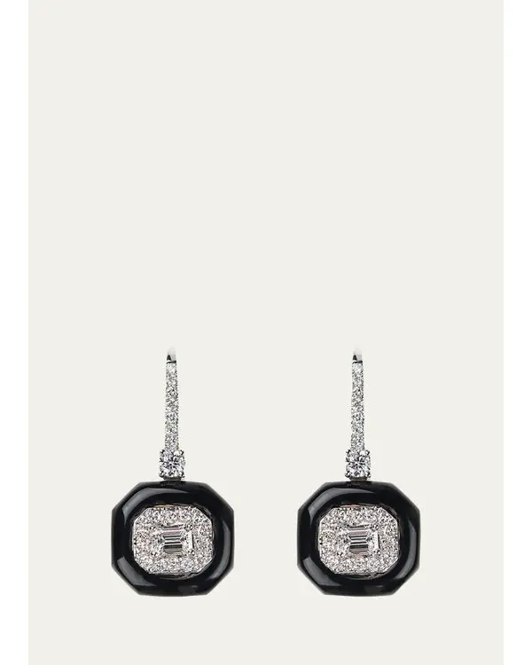 Nikos Koulis Oui 18k Gold Diamond & Black Enamel Drop Earrings - White