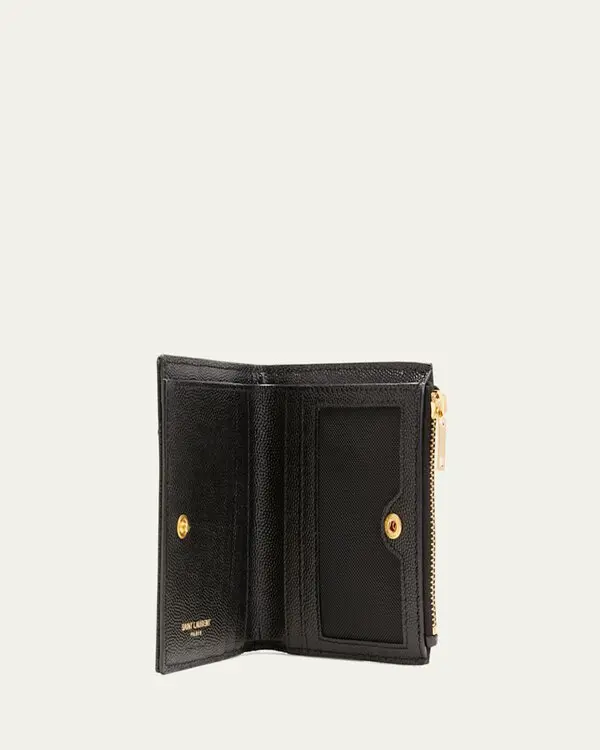 Saint Laurent Monogram Small Ziptop Wallet In Grained Leather - Black