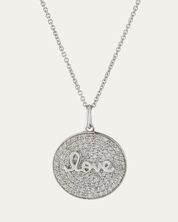 SYDNEY EVAN 14k White Gold Diamond Love Medallion Necklace - White/gold