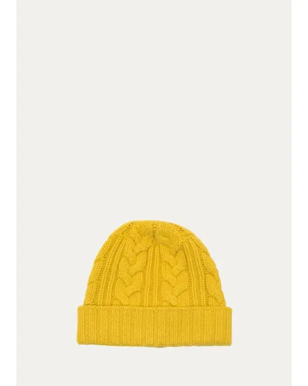 Bergdorf Goodman Cable-knit Cashmere Beanie - Electric Y