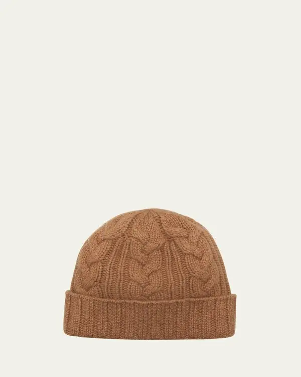 Bergdorf Goodman Cable-knit Cashmere Beanie - Haystack