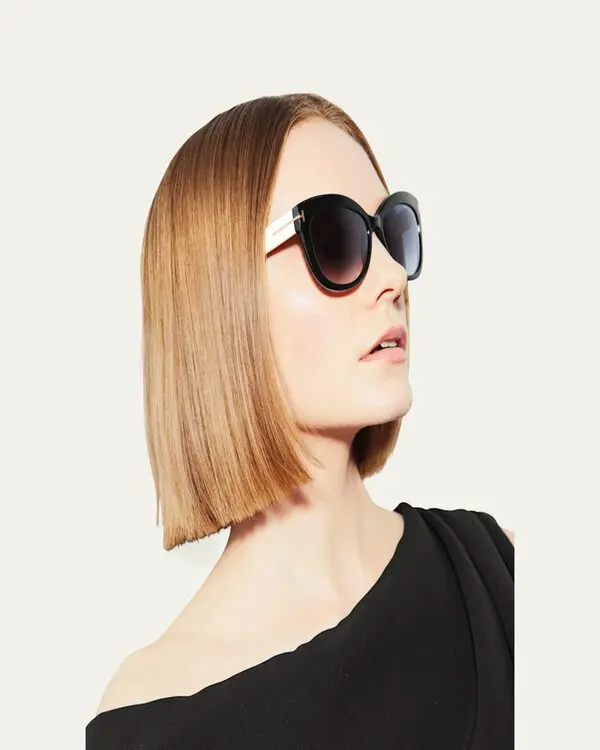 TOM FORD Alistair Cat-eye Sunglasses - Black / Ivory