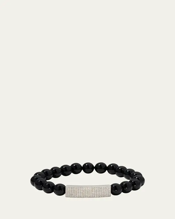SYDNEY EVAN 8mm Onyx And Diamond Bar Bracelet - Black