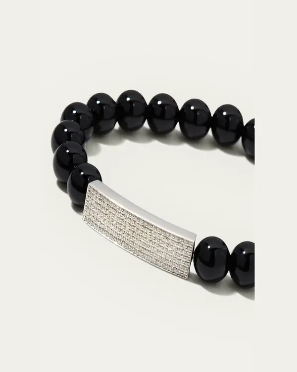 SYDNEY EVAN 8mm Onyx And Diamond Bar Bracelet