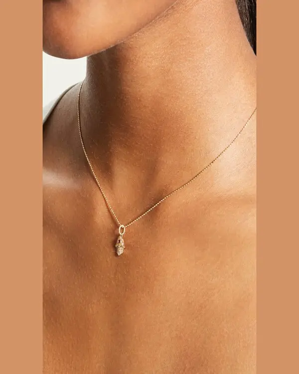 SYDNEY EVAN 14k Diamond And Ruby Hamsa Pendant Necklace