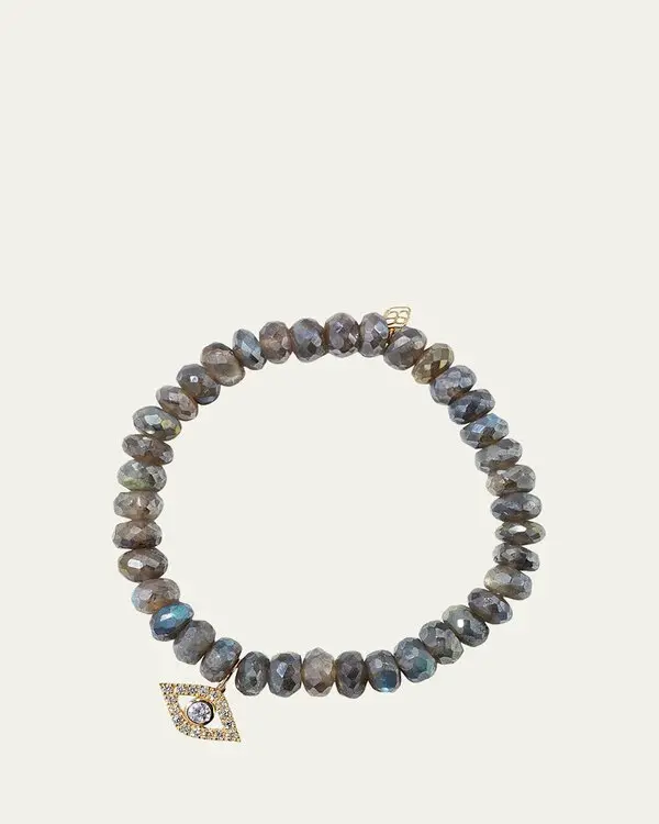 SYDNEY EVAN Mystic Labradorite And Diamond Evil Eye Bracelet - Black