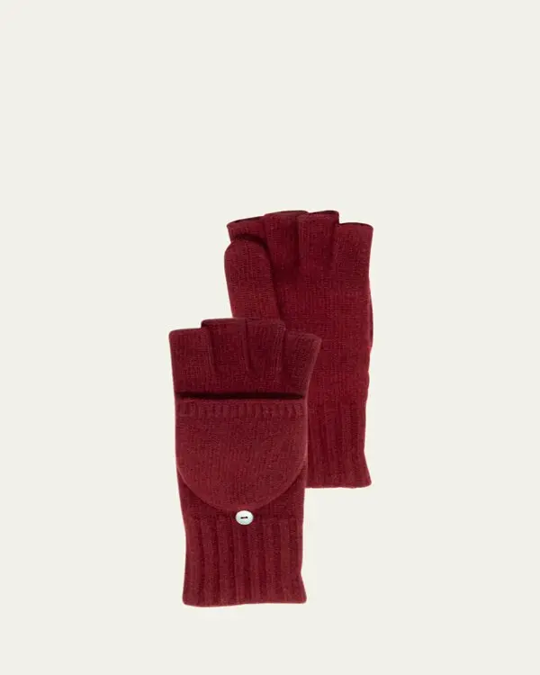 Portolano Jersey-knit Cashmere Flip-top Gloves - Red
