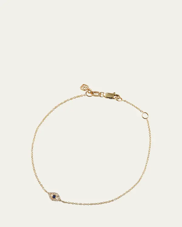 SYDNEY EVAN Small Diamond Evil Eye Bracelet - Sapphire